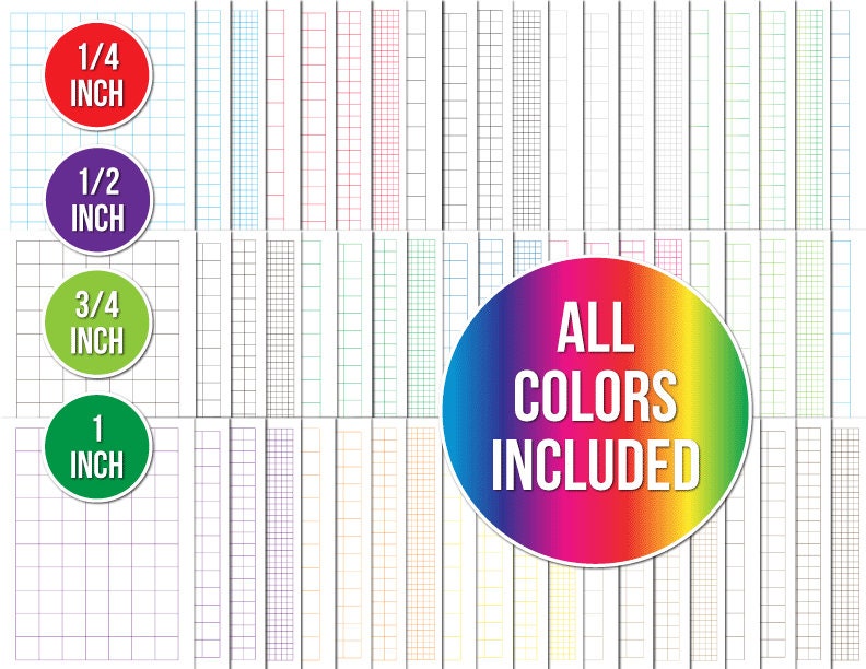 Printable Colored Graph Paper MEGA Bundle: 1/4 to 1 Inch Grids (PDF) - Etsy