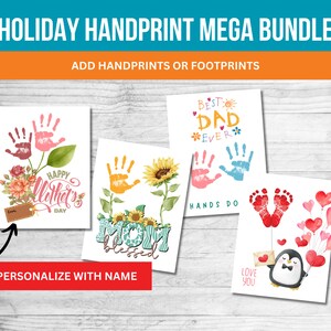 Holiday Handprint Art Bundle: Keepsake Memory Book, Printable Christmas ...