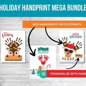 Holiday Handprint Art Bundle: Keepsake Memory Book, Printable Christmas ...