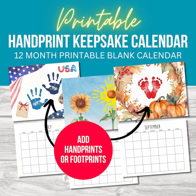 2026 Handprint Calendar Craft for Kids, Custom Baby Toddler Milestone ...