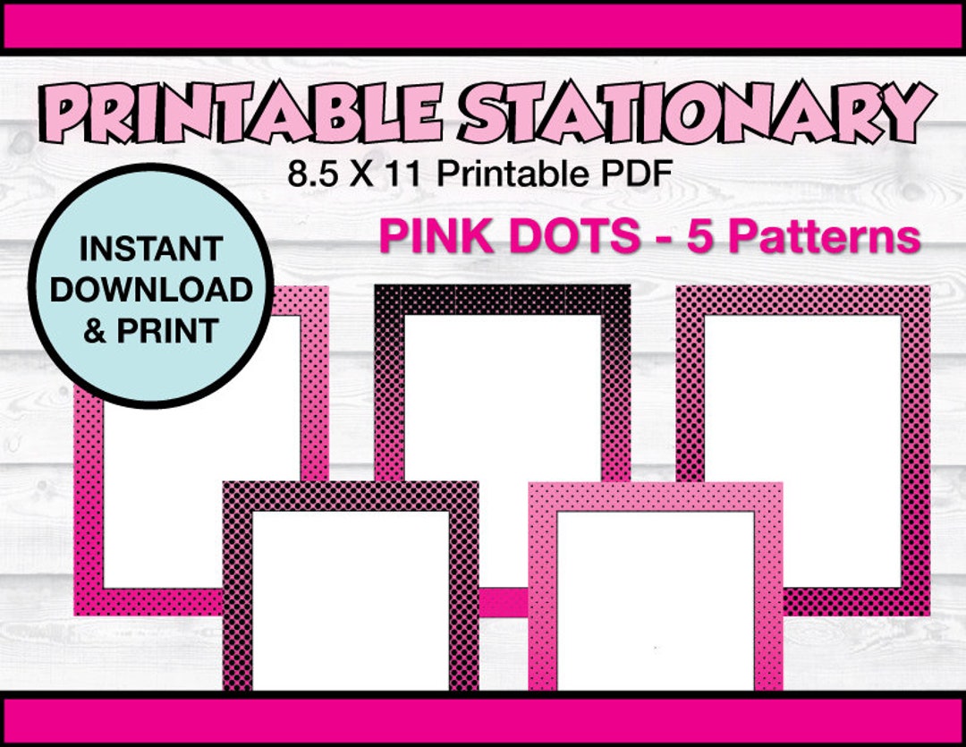 Pink Polka Dot Stationery Set – Printable Writing Paper - Etsy