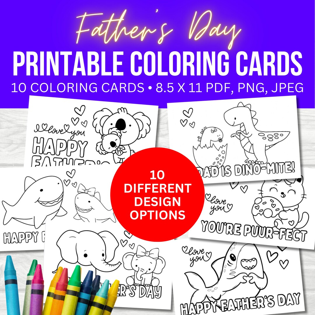 Fathers Day Printable Coloring Card, Color Your Own Fathers Day Card ...