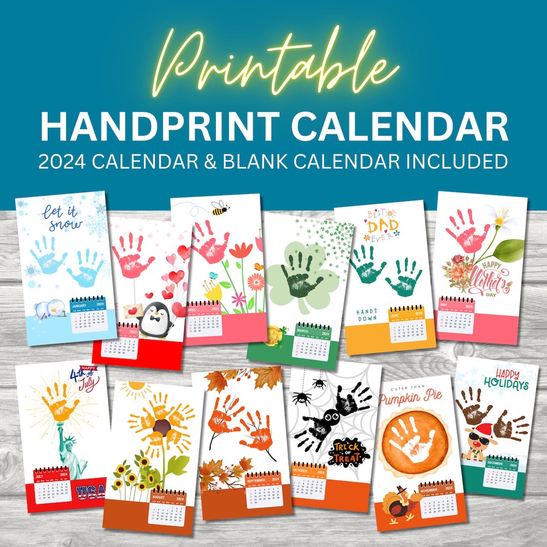 My Handprint Calendar 2024, Memory Book Printable for Toddler, Prek ...