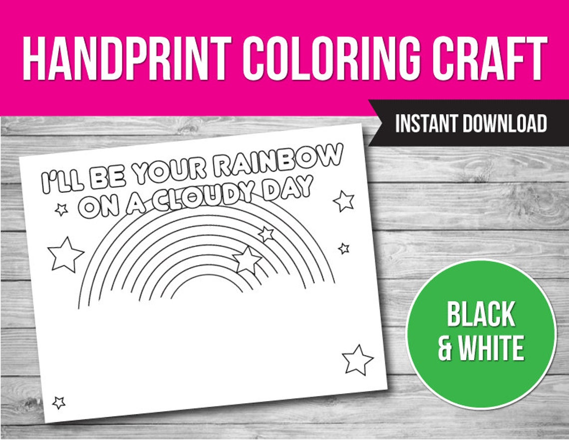 Handprint Art Coloring Activity Printable Rainbow Kids Craft - Etsy