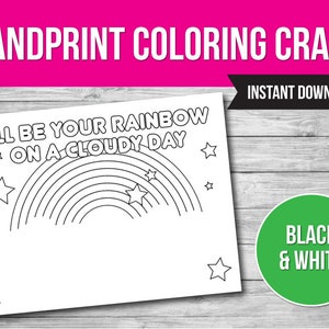 Handprint Art Coloring Activity Printable Rainbow Kids Craft - Etsy
