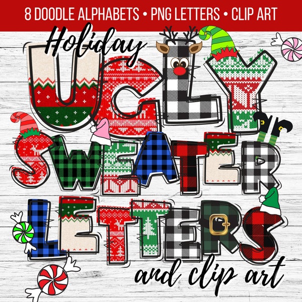 Christmas Alpha Clipart - Etsy