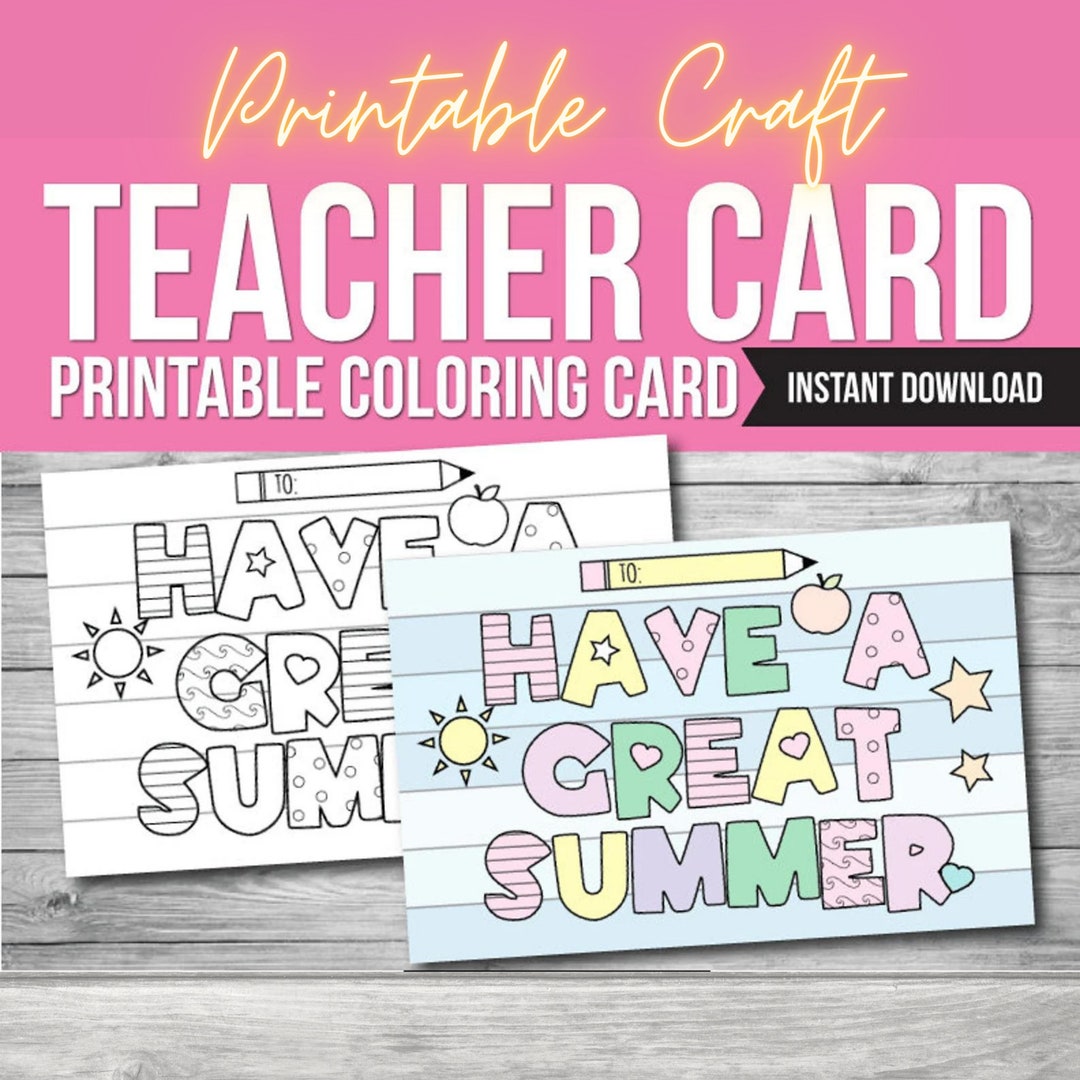 Teacher Coloring Card, Teacher Appreciation Printable Coloring Card ...