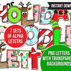 Christmas Doodle Letters Alphabet Bundle – Hand-drawn Festive Font for ...