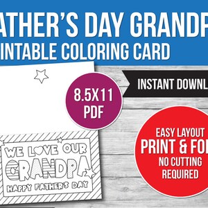 Father's Day Coloring Card for Grandpa: Gift From Grandkids - Etsy