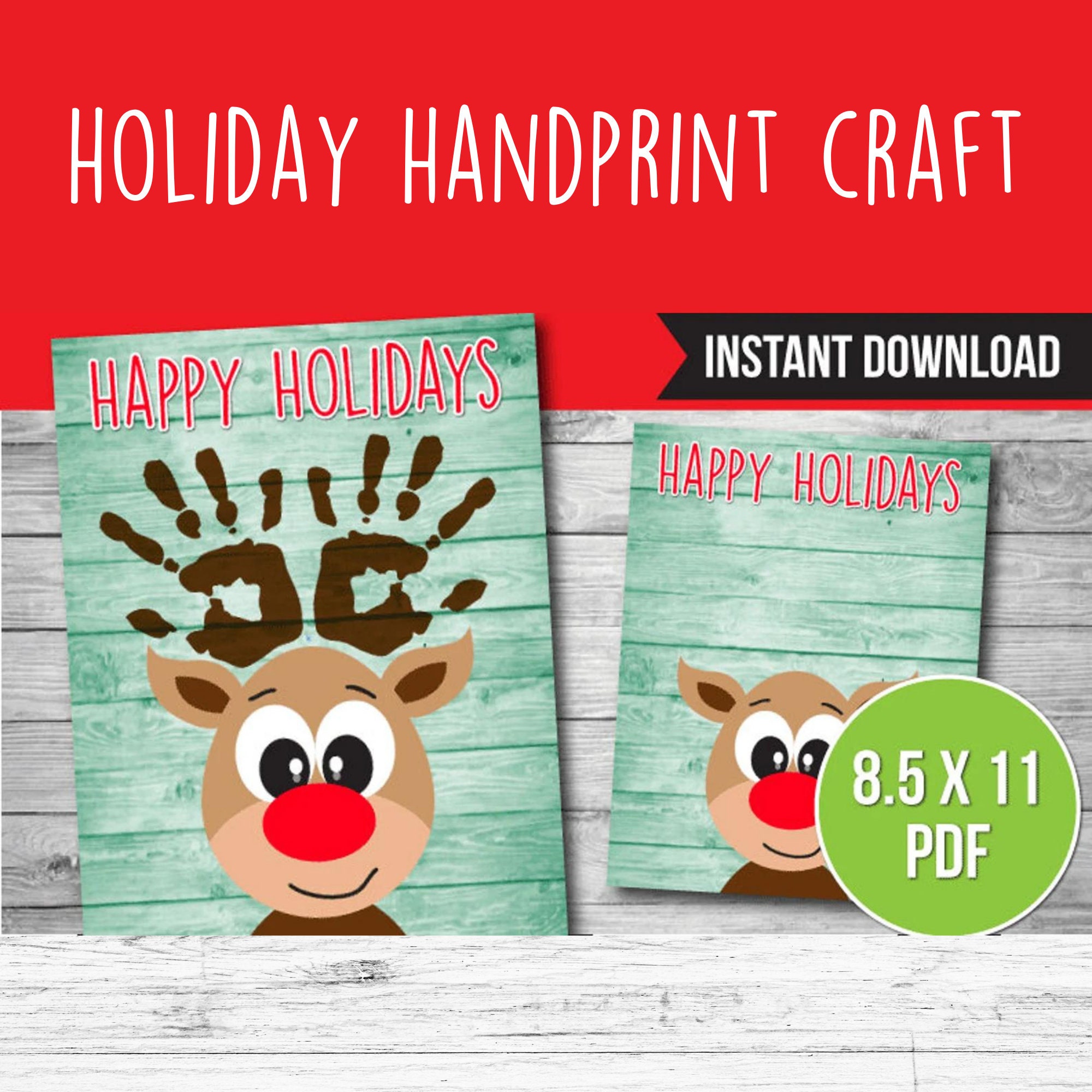 Reindeer Handprint Art Craft for Kids, Christmas Footprint Printable ...