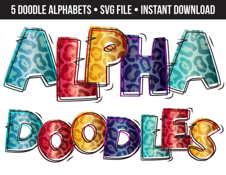 Cheetah Doodle Letters Bundle: Fall Alpha Font (PNG, PDF ) - Etsy