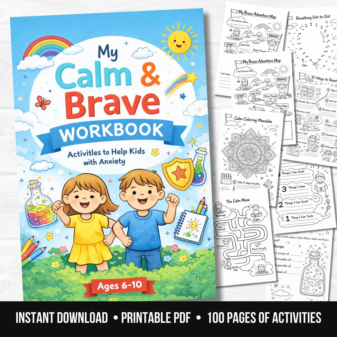 Printable Anxiety Workbook for Kids, Emotional Regulation Support and ...