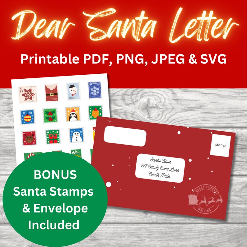 Letter to Santa Printable | Kids Christmas Wish List Template ...