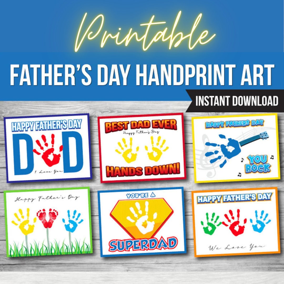 Father's Day Handprint Art: DIY Craft Card (PDF Pattern) - Etsy