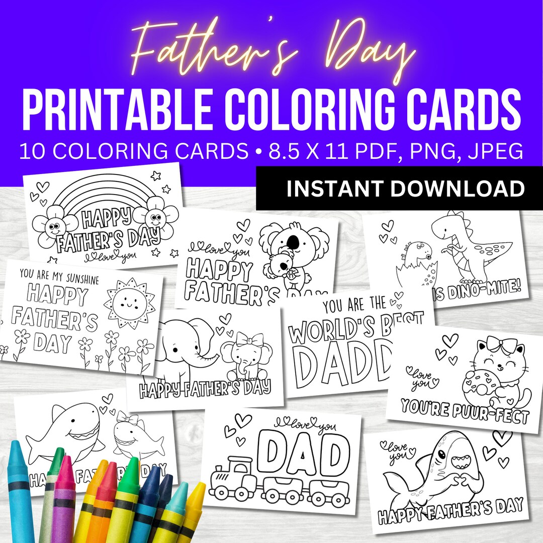 Printable Fathers Day Card, Color Your Own, Coloring Card, Fathers Day ...