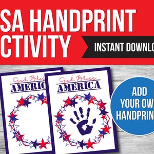 Memorial Day Handprint Art, Printable Keepsake, 4th of July Craft ...