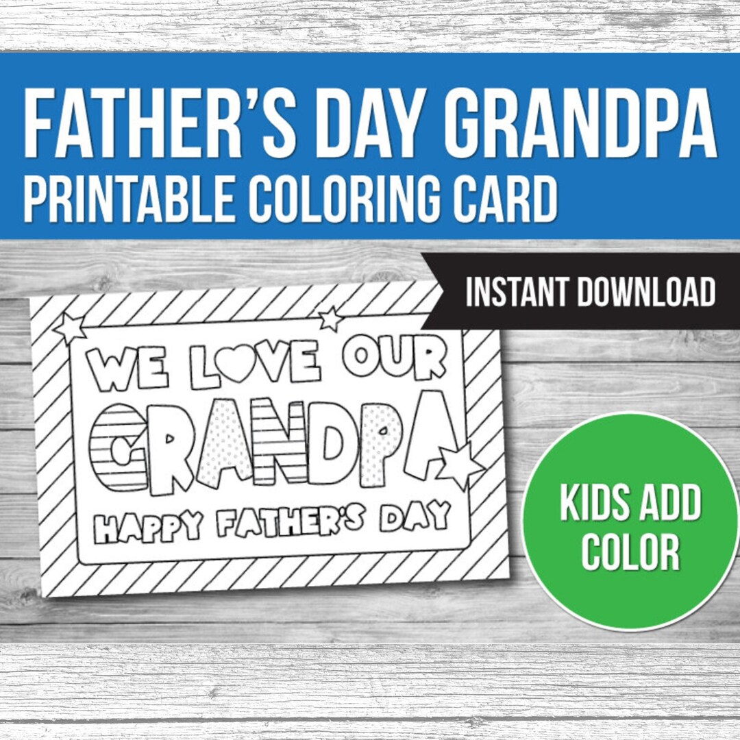Fathers Day Coloring Card for Grandpa Gift for Grandpa - Etsy