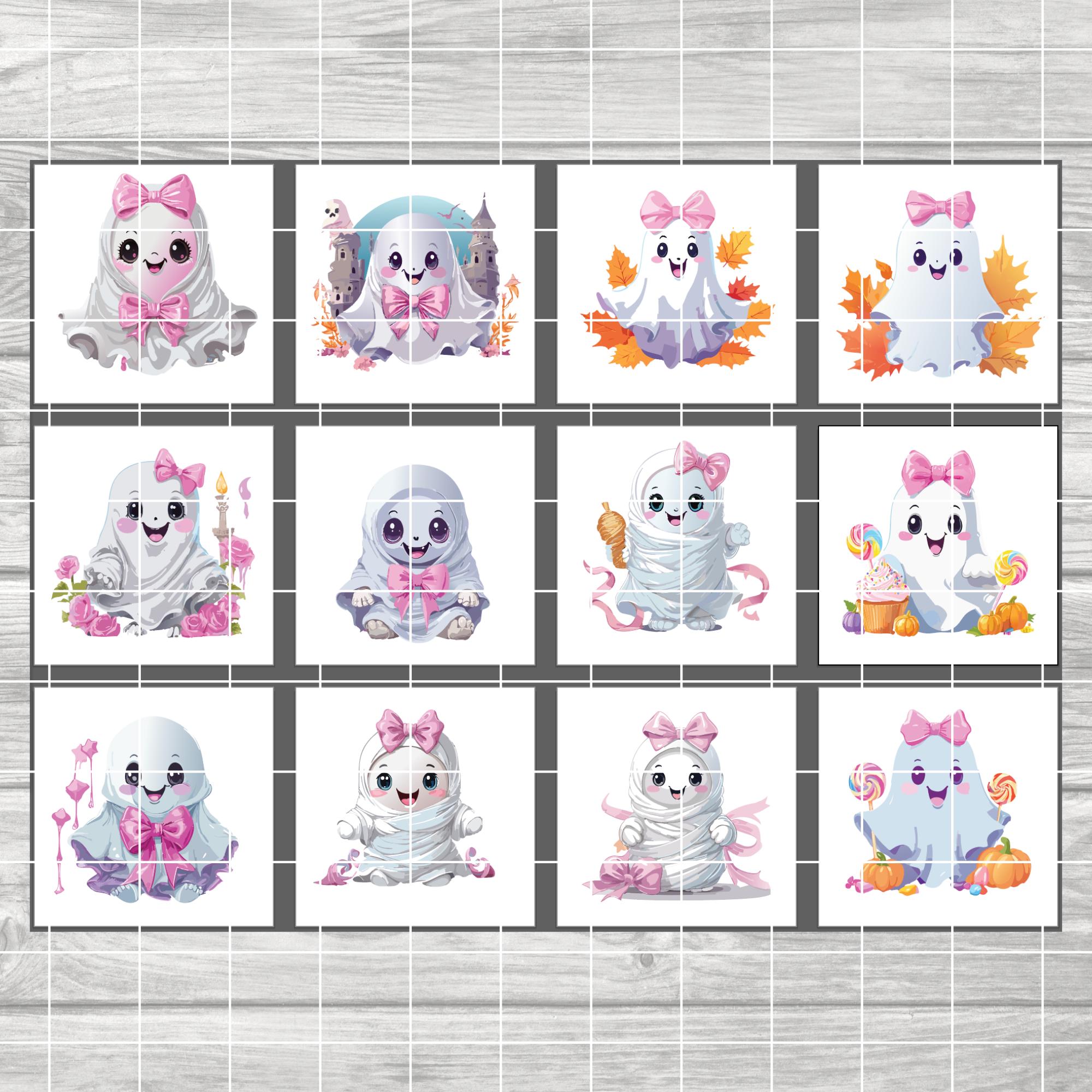 Cute Ghosts Halloween Clip Art Bundle, Pink Bows (SVG, PNG) - Etsy