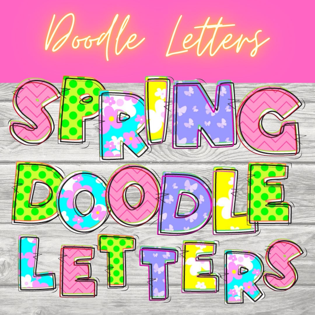 Doodle Letters Alphabet: Spring Floral PNG Clipart (digital Download ...