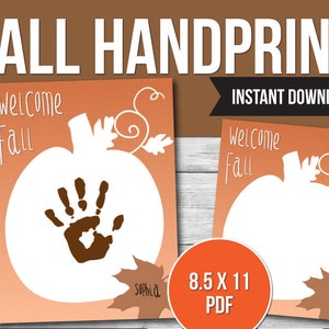 Fall Handprint Craft Activity, Printable Handprint Art, Fall Craft ...
