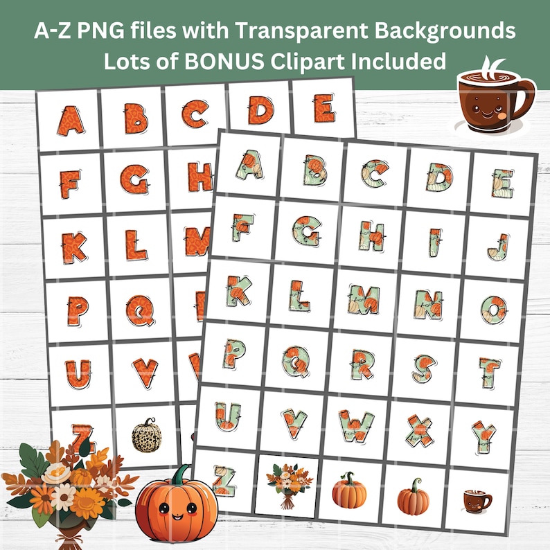 Fall Doodle Letters Alphabet Clipart, Hand Drawn Alpha Bundle, Autumn ...