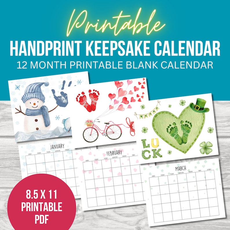 2024 Handprint Calendar, Printable Handprint Craft, Handprint Art ...