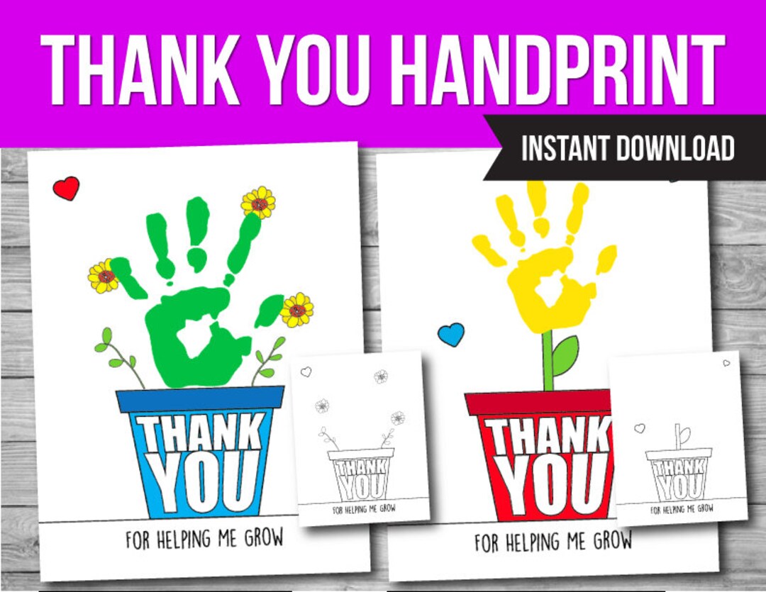 Handprint Craft Art Activity, Thank You Printable Kids Craft Art Gift ...