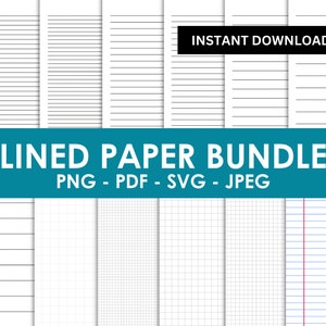 Printable Lined Paper Bundle, Wide Rule College Rule, Notebook Lined ...