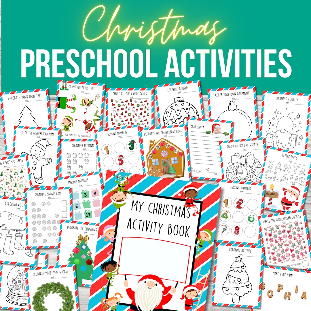 Christmas Preschool Worksheets BUNDLE, Preschool Activity, Preschool ...