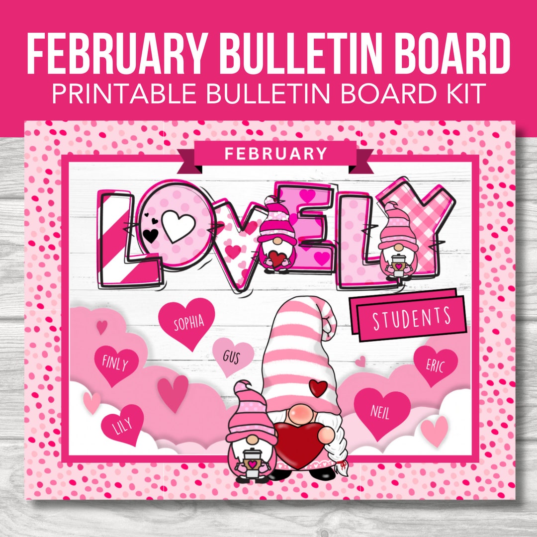 Valentine Bulletin Board Kit Printable, February Bulletin Board Kit ...