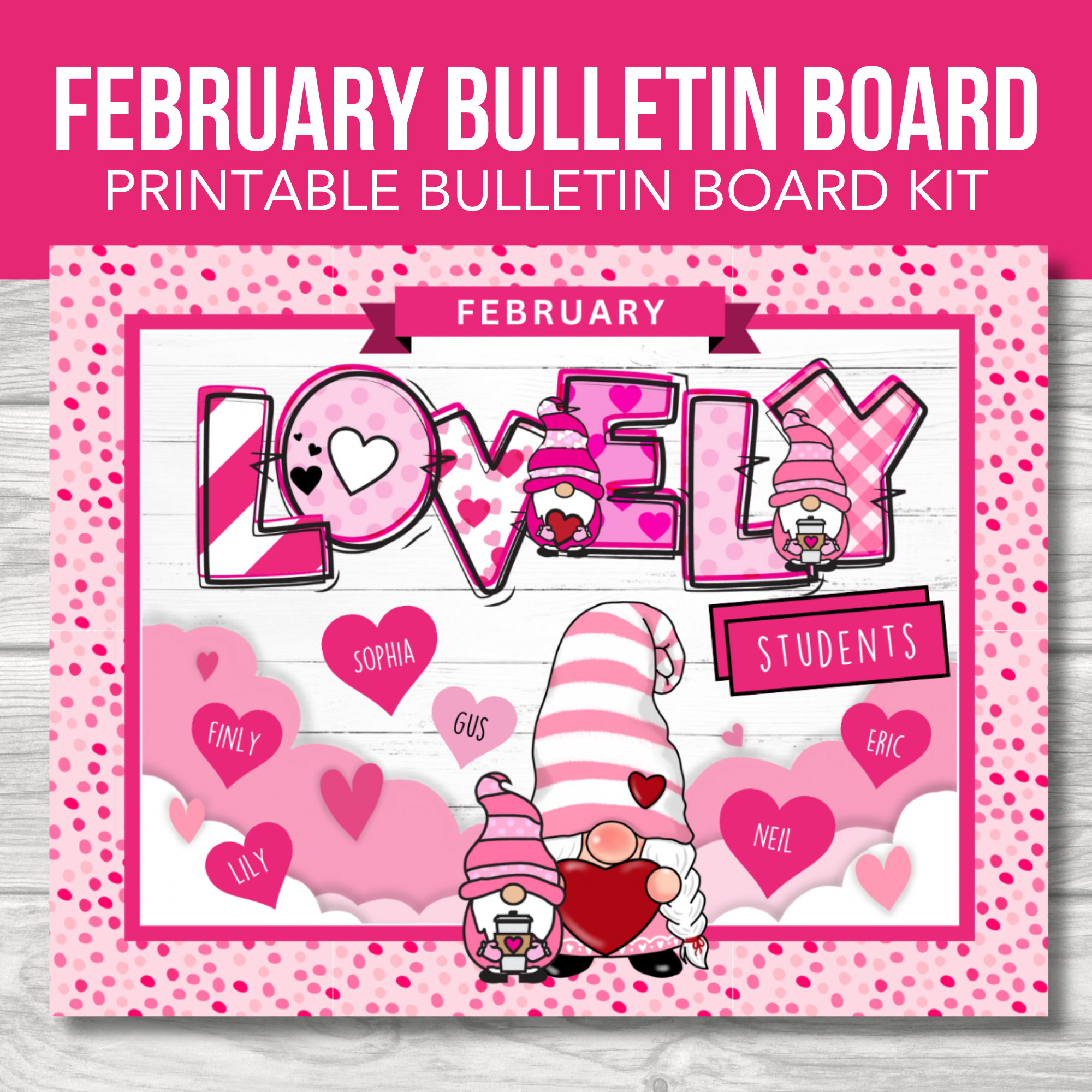 Valentine Bulletin Board Kit Printable, February Bulletin Board Kit ...