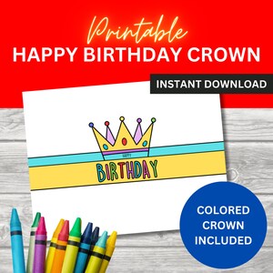 Happy Birthday Crown, Birthday Party Crown, Printable Crown, Paper ...