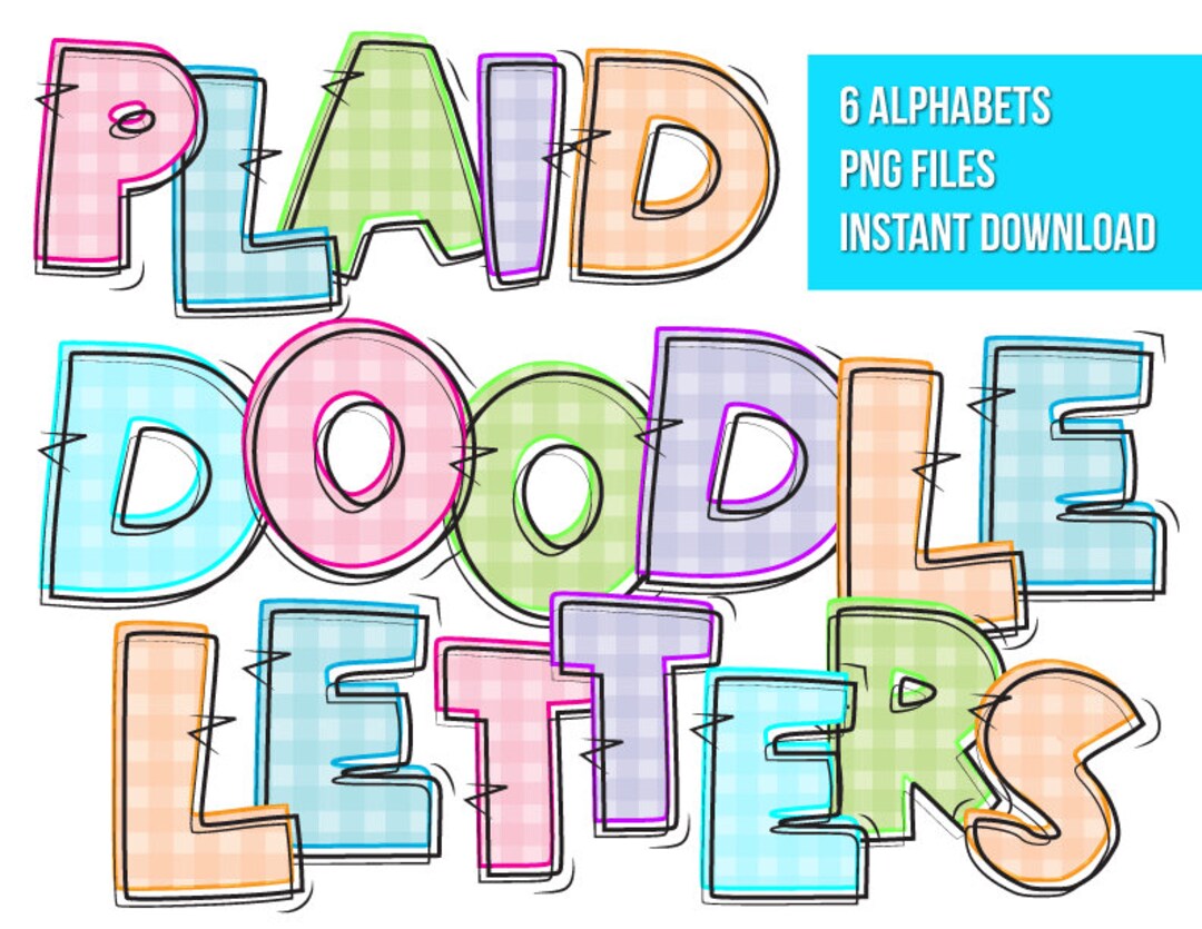 Spring Plaid Doodle Letters PNG Bundle: 6 Alphabet Sets - Etsy