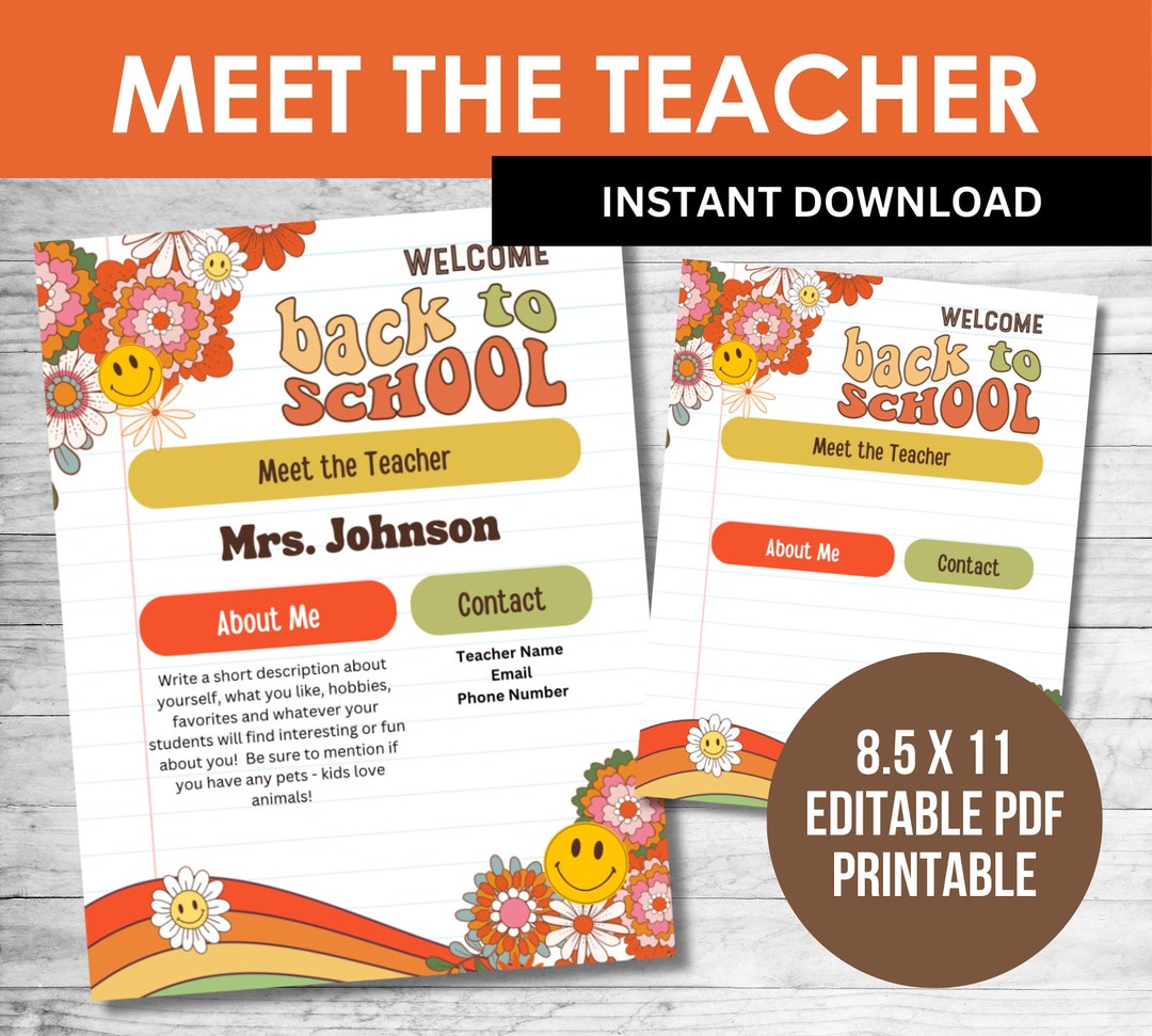 Meet the Teacher Editable Template, Groovy Retro Back to School ...