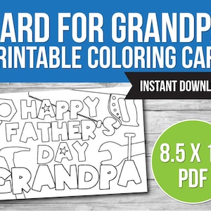 Printable Coloring Card for Grandpa, Gift for Grandpa, Coloring Craft ...