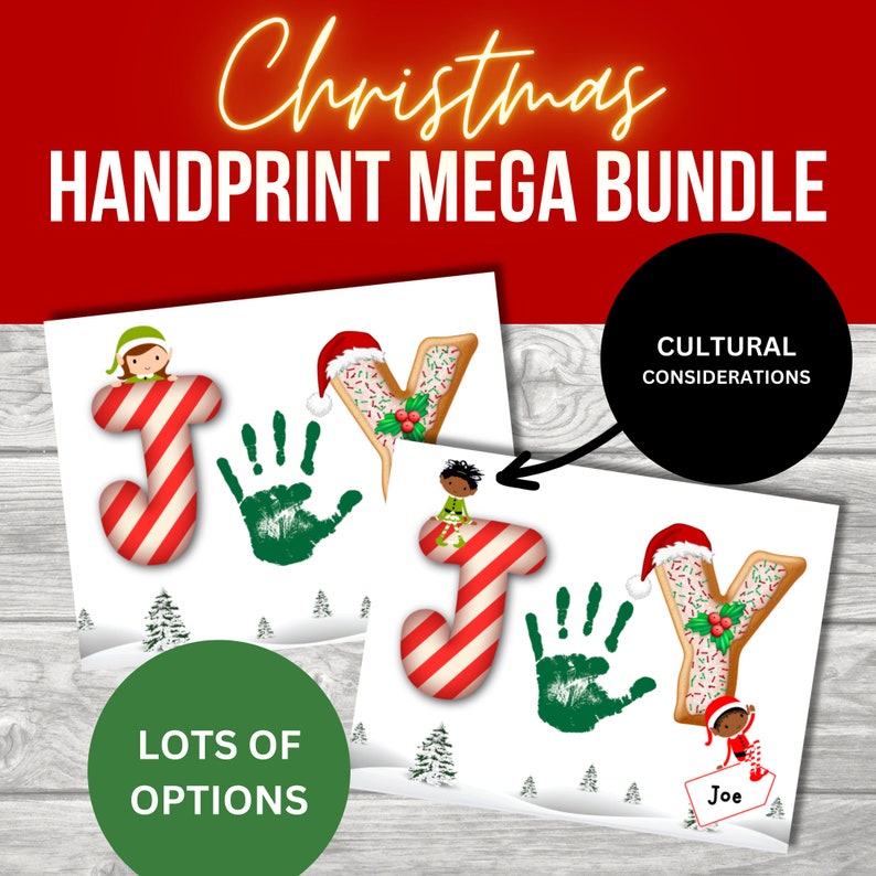 Christmas Handprint Art Bundle for Kids, Holiday Craft Activity PDF ...