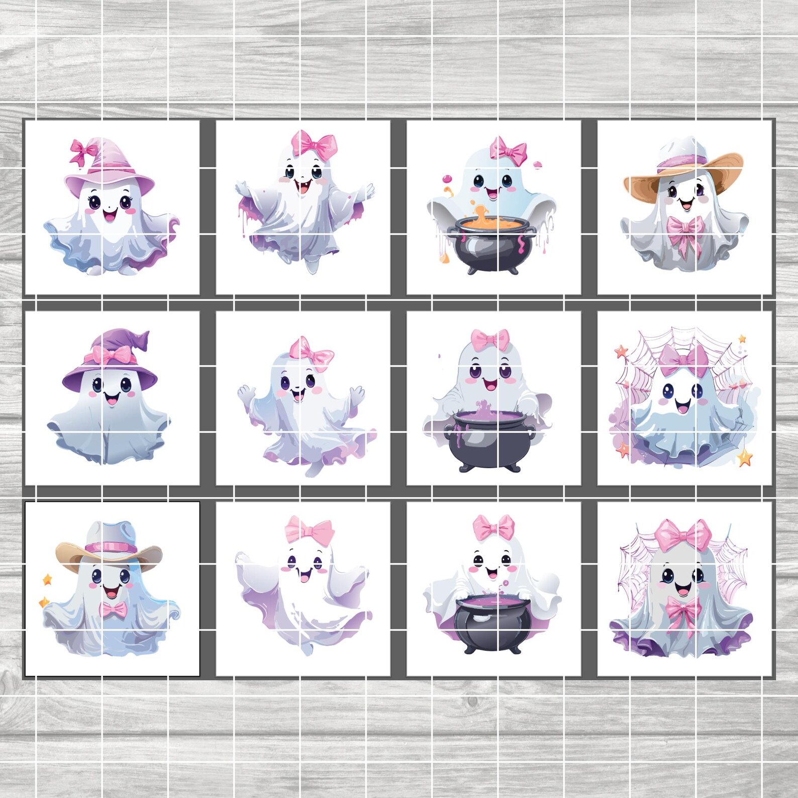 Cute Ghosts Halloween Clip Art Bundle, Pink Bows (SVG, PNG) - Etsy
