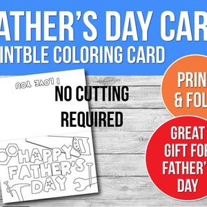 Happy Father's Day Printable Coloring Card, Father's Day Card for Kids ...