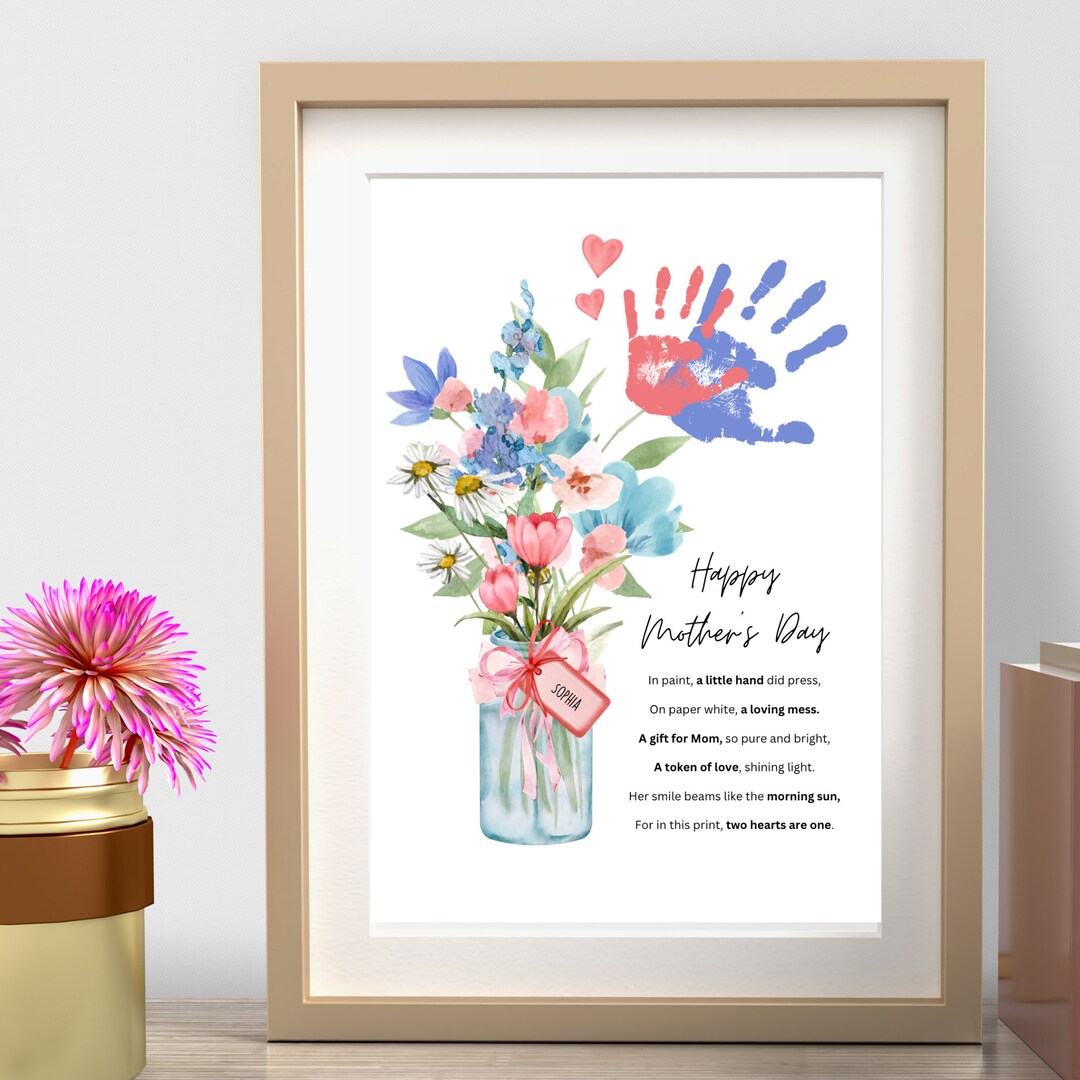 Mothers Day Handprint Art, Handprint Keepsake, Handprint Gift for Mom ...