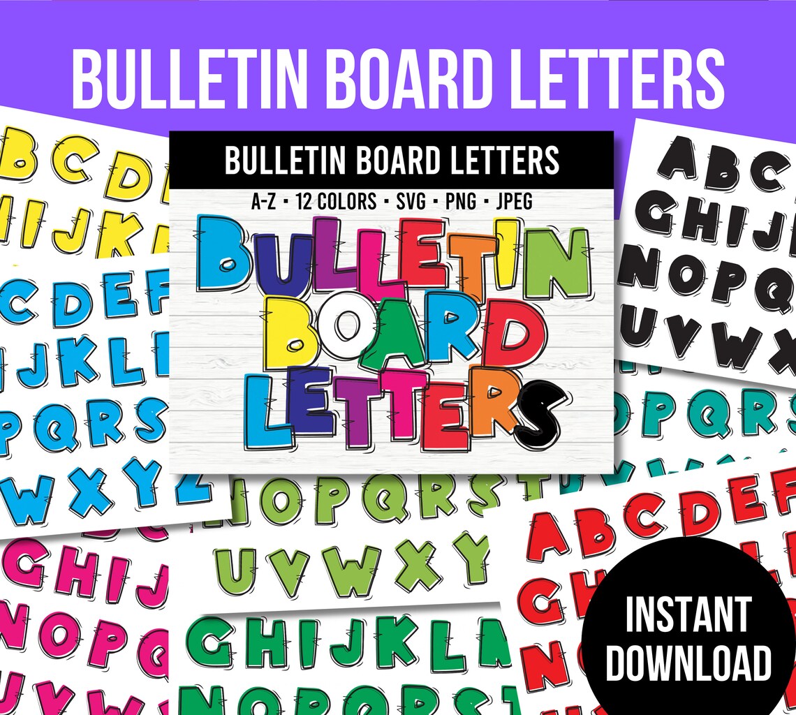 Printable Bulletin Board Letters: Colorful Doodle Alphabet Letters ...