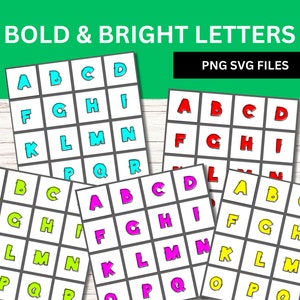 Doodle Alphabet Clipart: Bright Bulletin Board Letters (PNG, SVG) - Etsy