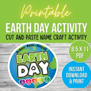 Earth Day Cut and Paste Printable Activity, Spring Activity, Earth Day ...