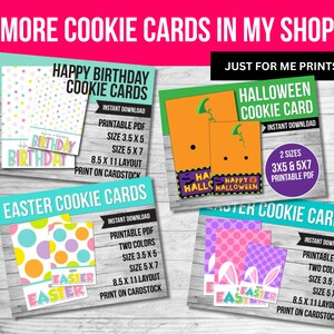 Birthday Cookie Cards: Printable Party Favor (PDF) - Etsy