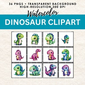 Watercolor Dinosaurs Clipart Bundle (PNG) - Etsy