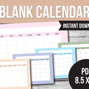 Blank Calendar Printable Teacher Calendar 12 Month Calendar - Etsy