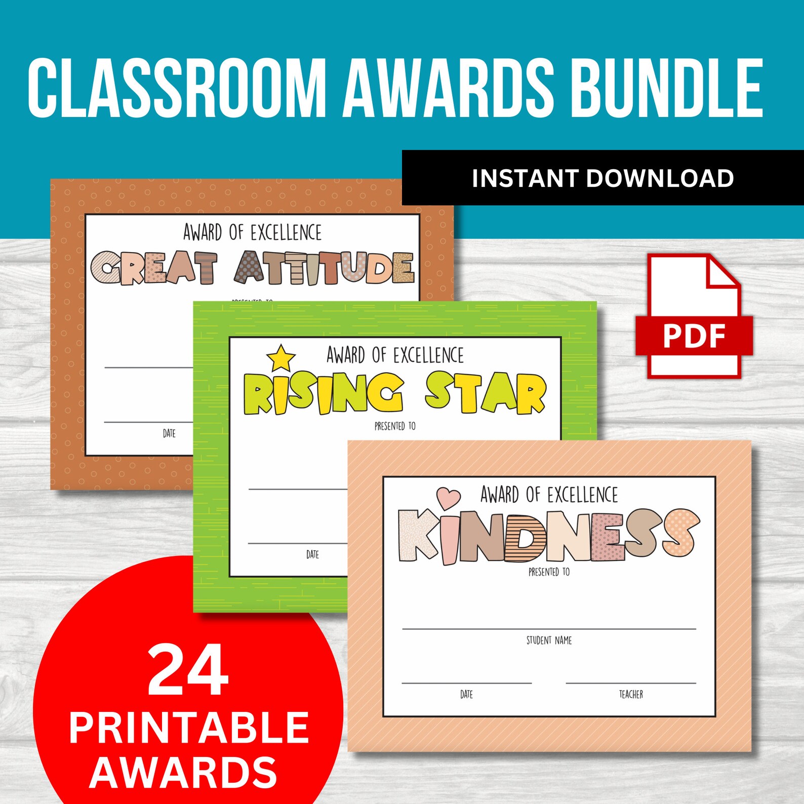 24 Boho Classroom Award Certificates: Printable Student Awards (PDF) - Etsy