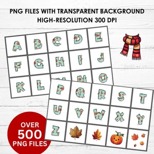 Doodle Letters, Fall Alphabet Commercial Use Clipart for Digital ...