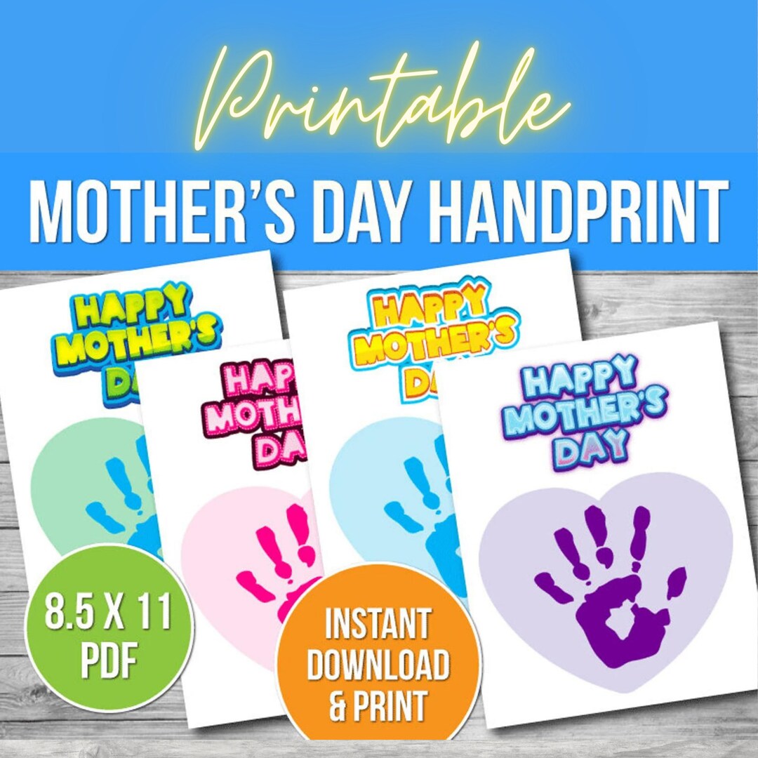Mothers Day Handprint Art, Printable Keepsake Art, Mothers Day Gift ...
