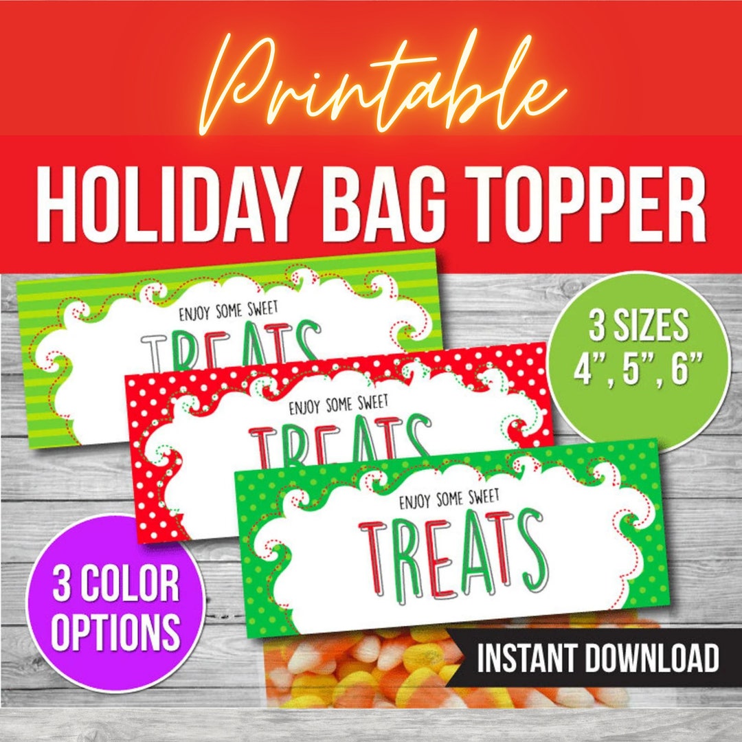 Christmas PYO Cookie Bag Toppers, Printable Holiday Treat Tags (PDF) - Etsy