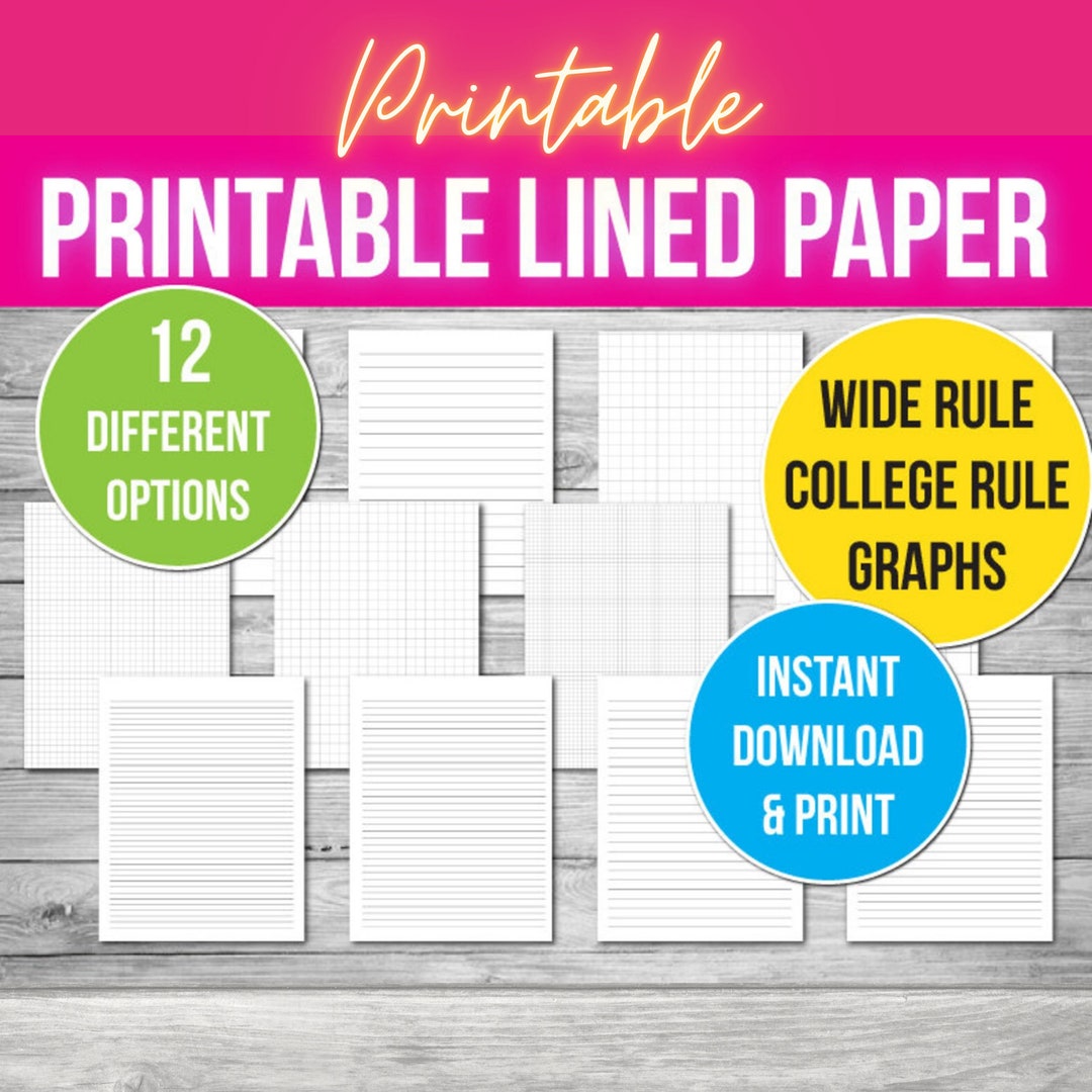 Printable Lined Paper Bundle, Wide Rule College Rule, Notebook Lined ...